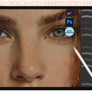 Procreate Photoshop Dynamic Skin Texture Brush Bundle Pack Realistic Skin Kit Brushes Digital ...