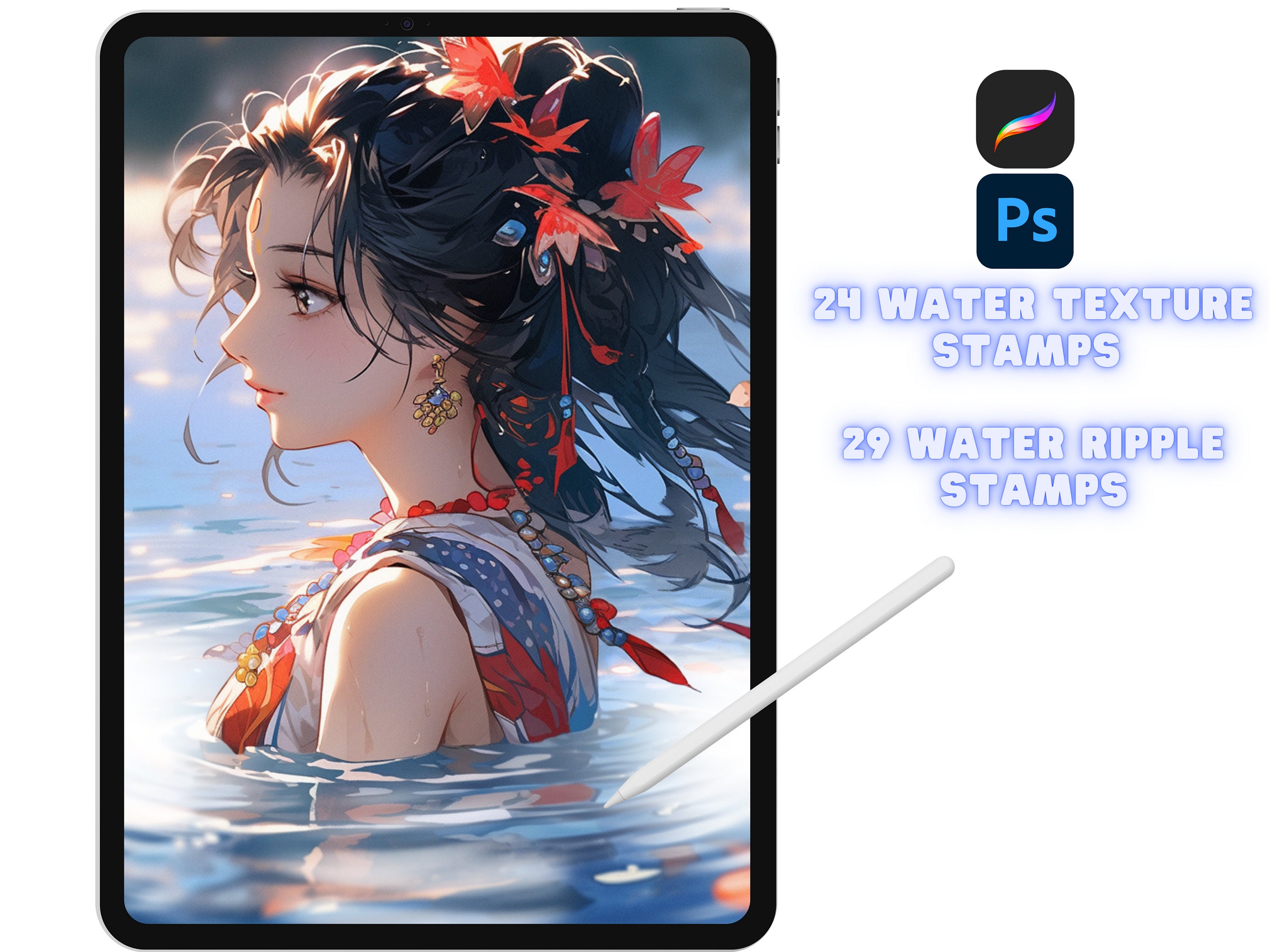 Procreate Photoshop Realistic Water Texture Ripples Stamp - Etsy