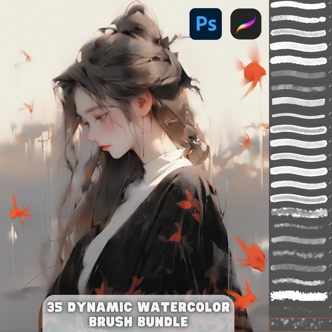 Procreate Photoshop Dynamic Realistic Watercolor Brush Set Preset for ...