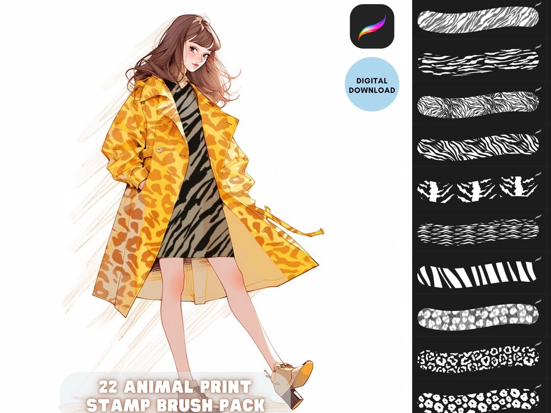 Animal Fur Print Stamp Brush Set for Procreate - Leopard ,snake, Zebra ...