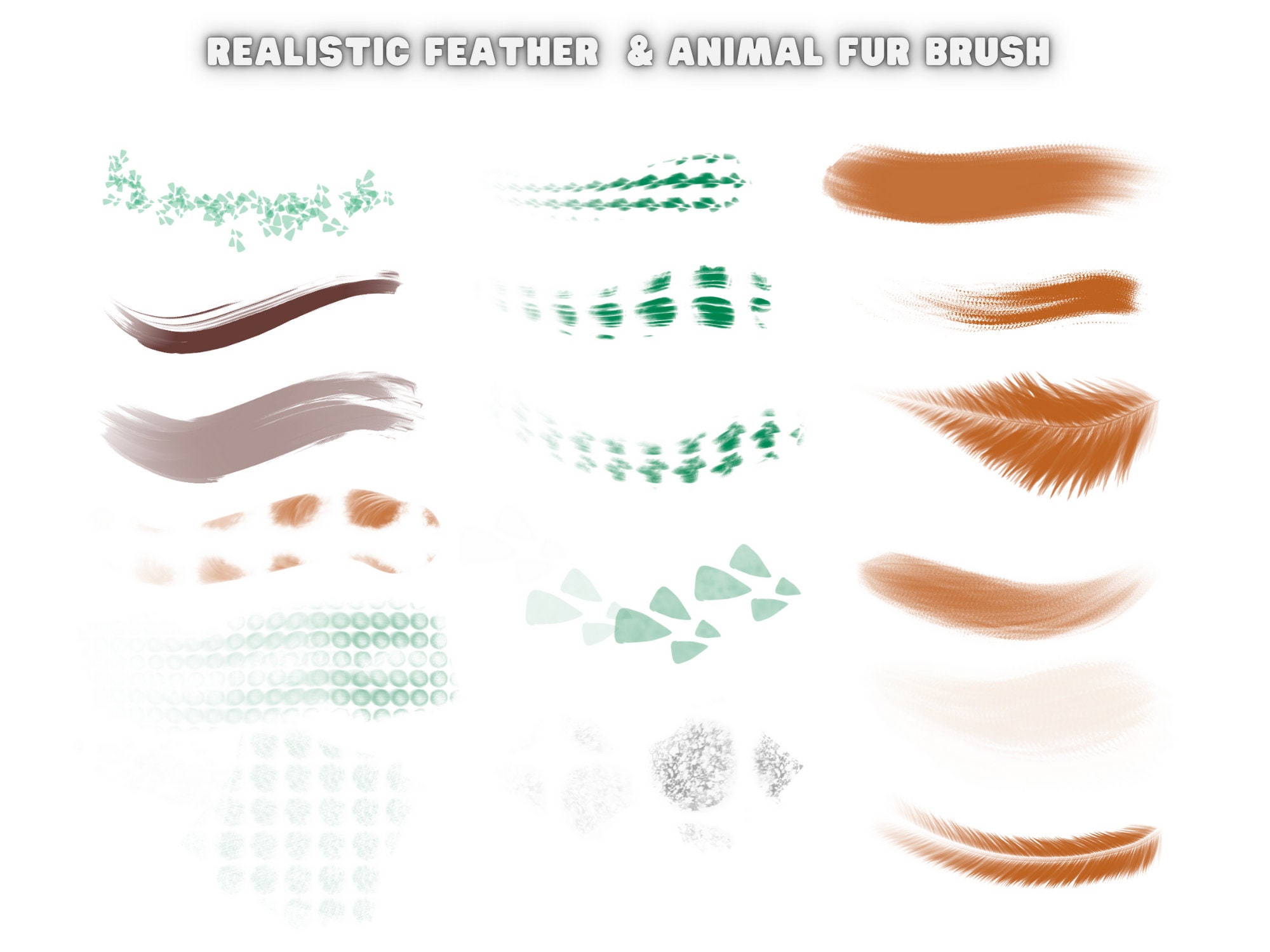 Procreate Realistic Feather & Animal Fur Painting Drawing Brush Set ...