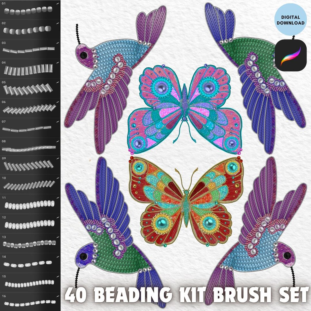 Procreate Bead Kit Brush Set Bundle, 3D Pearl, Beadwork Jewelry Brush ...