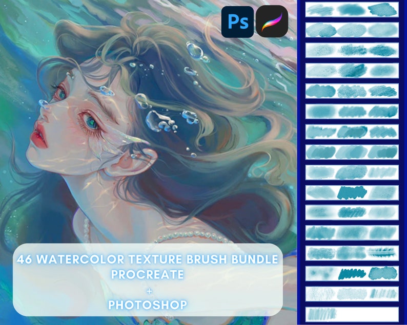 Procreate Photoshop Textured Watercolor Brush Set Preset for - Etsy