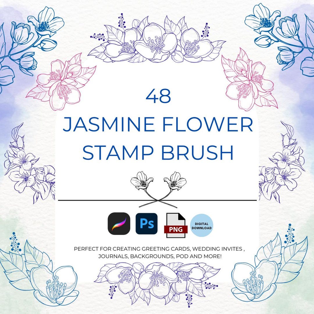Procreate & Photoshop PNG Jasmine Flower Stamp Bundle Pack , Floral ...