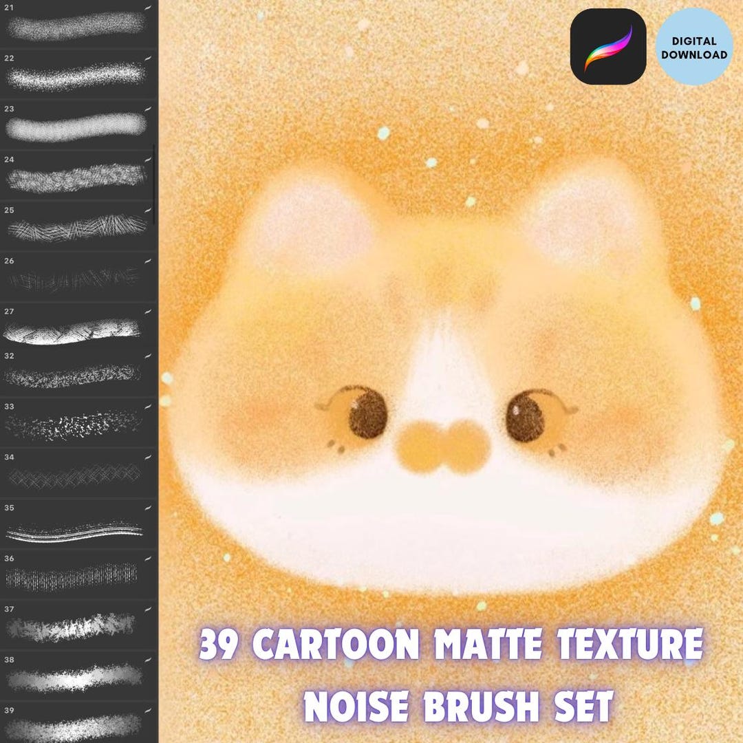 Procreate Cartoon Matte Texture Noise Brush Set Preset , Soft Grain ...