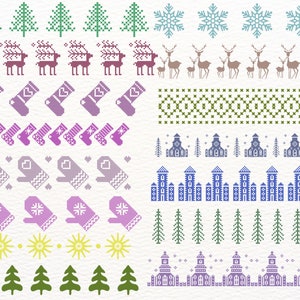 Procreate Photoshop Xmas Christmas Knit Pattern Brush Bundle Knitted ...