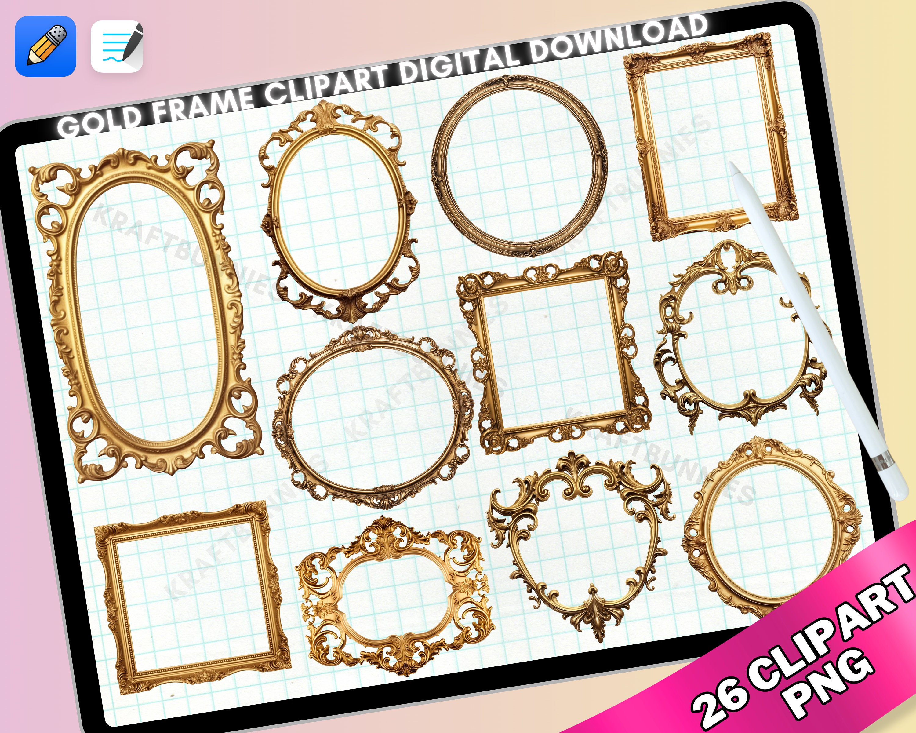 Antique Gold Victorian Gothic Vintage Frame Transparent Background ...