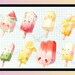 Cute Kawaii Summer Fruit Popsicle Clipart Watercolor Pastel PNG Digital ...