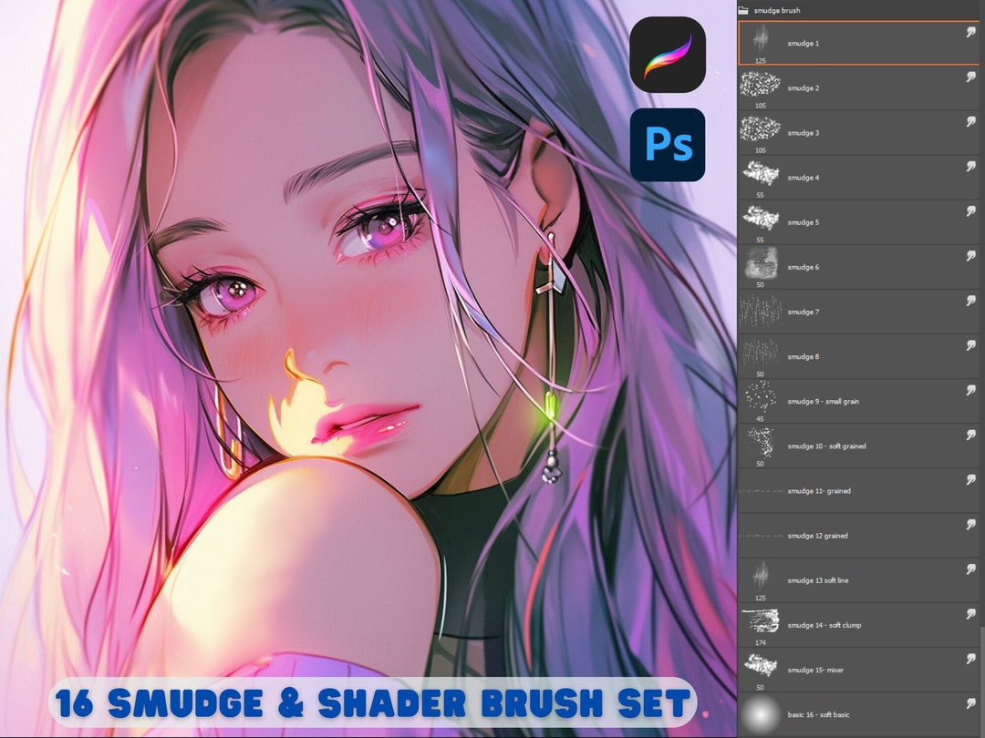 Photoshop Procreate Smudge & Blending Brush Set, Shader, Texture, Soft Brushes - Etsy