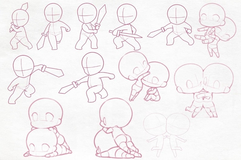 Procreate Photoshop Kawaii Cute Chibi Anime Manga Figure Drawing Guide ...