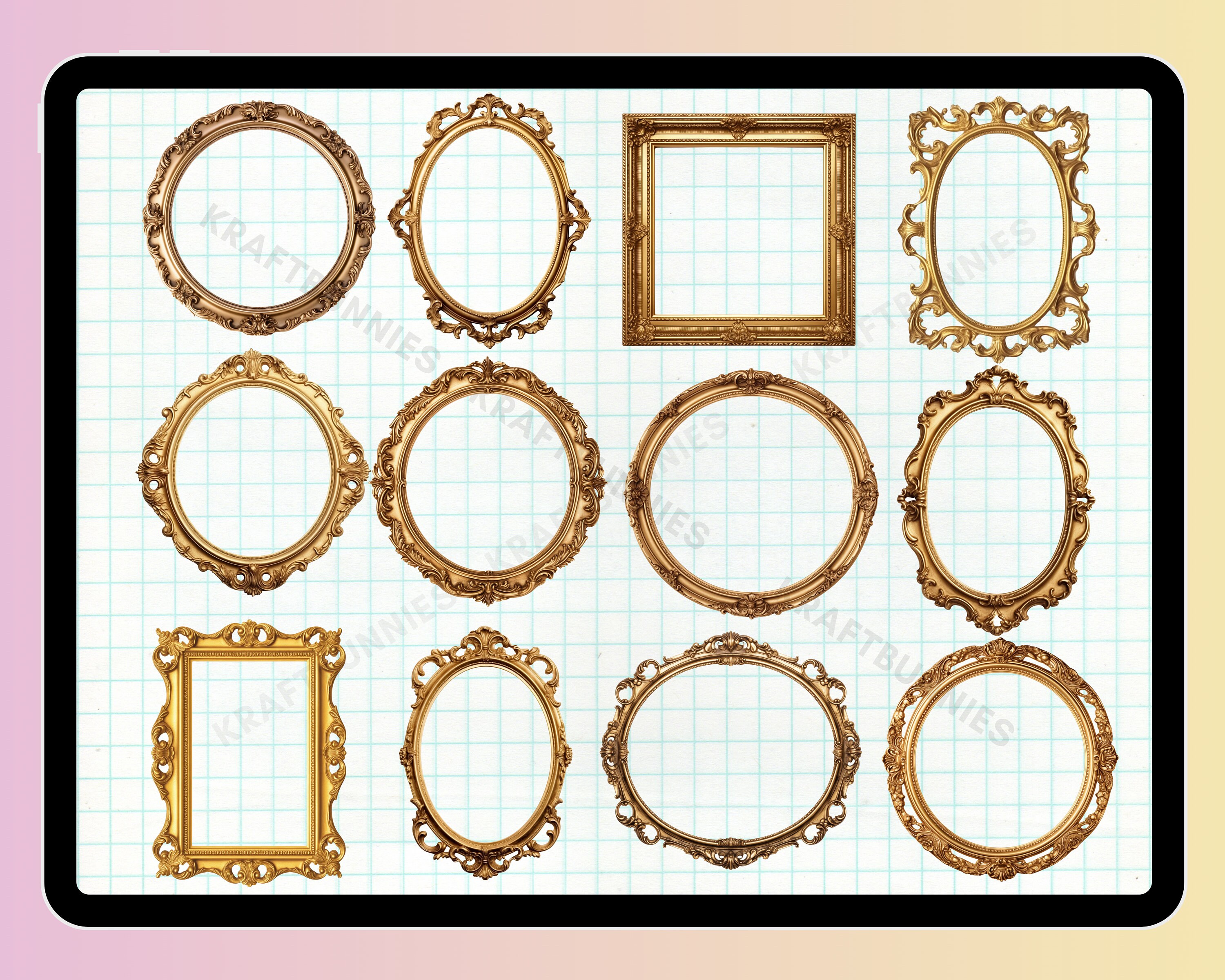 Antique Gold Victorian Gothic Vintage Frame Transparent Background ...