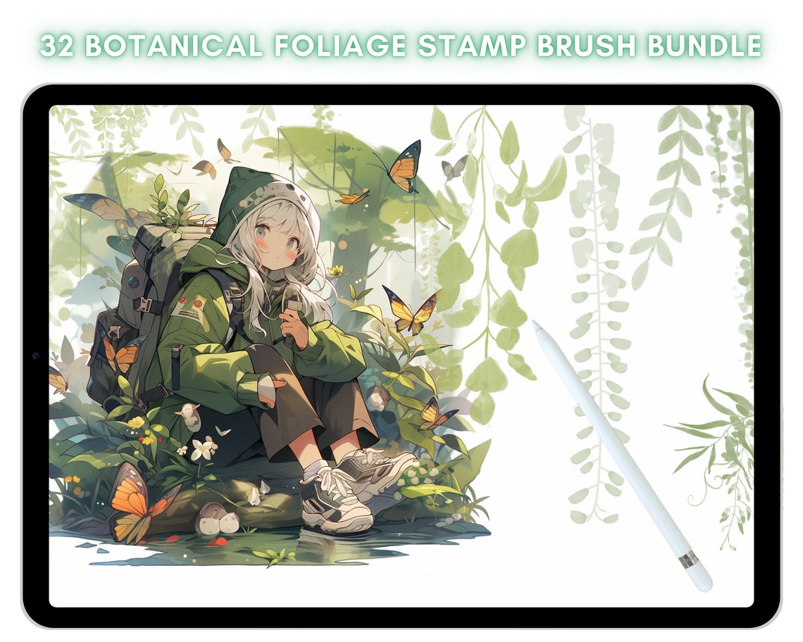 Procreate Photoshop Botanical , Foliage & Landscape Stamp Drawing Brush ...