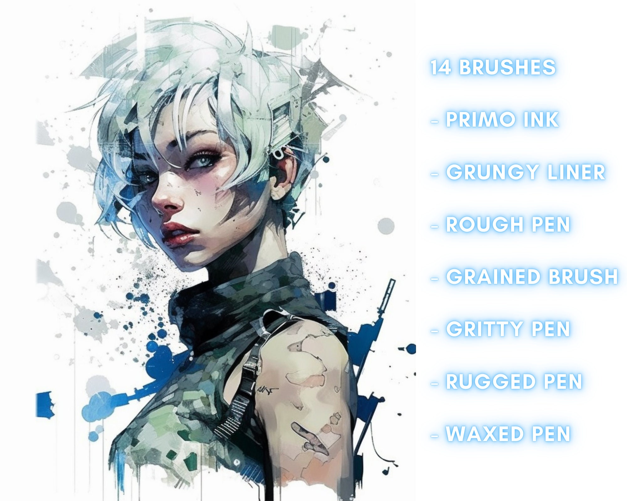 Procreate Textured Grunge Grain Liner Pen Drawing Brush Set Preset for ...