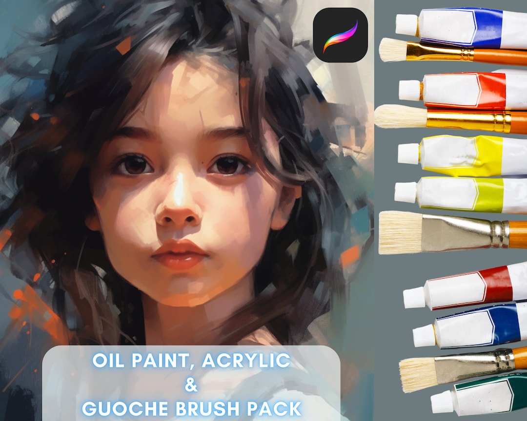Procreate Acrylic Gouache Oil Portrait Painting Brush Set, Impasto ...