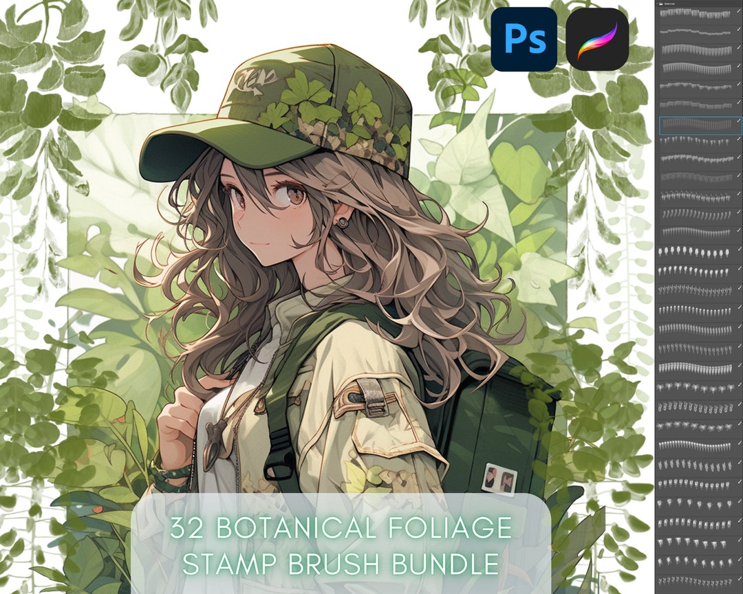 Procreate Photoshop Botanical , Foliage & Landscape Stamp Drawing Brush ...