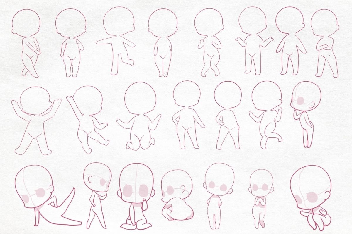 Procreate Photoshop Kawaii Cute Chibi Anime Manga Figure Drawing Guide ...