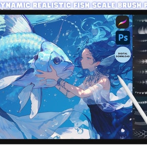 Procreate Photoshop Dynamic Fish Scale Brush Stamp Bundle Pack ...