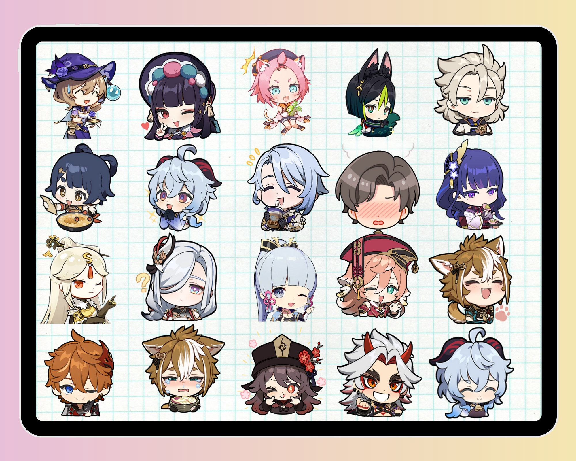 Chibi Genshin Impact Digital Sticker Clipart Bundle Series 2 for iPad ...