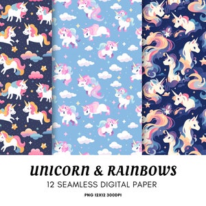 Seamless Pattern Kawaii Unicorn Rainbow Seamless Repeat Pattern ...