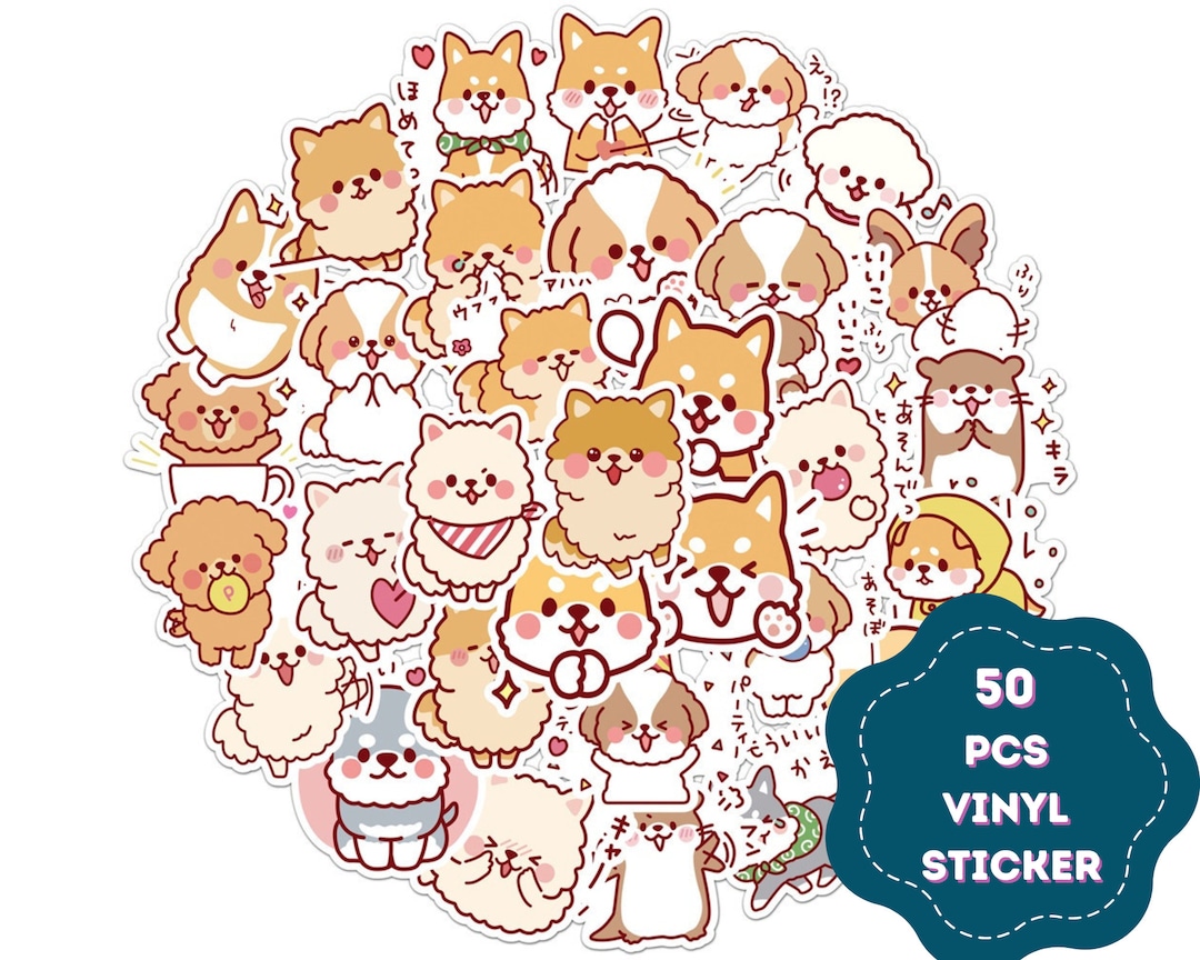 Kraftbunnies Cute Kawaii Puppy Dogs Vinyl Decal Sticker Bundle Pack ...