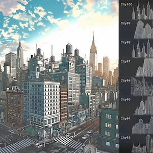 Procreate Cityscape Skyline Buildings Streets Stamp Brush Bundle Pack , Architecture Landscape ...