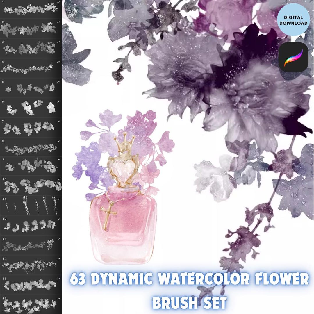 Watercolor Flower Stamp Brush Pack ,procreate Floral Brushes - Etsy
