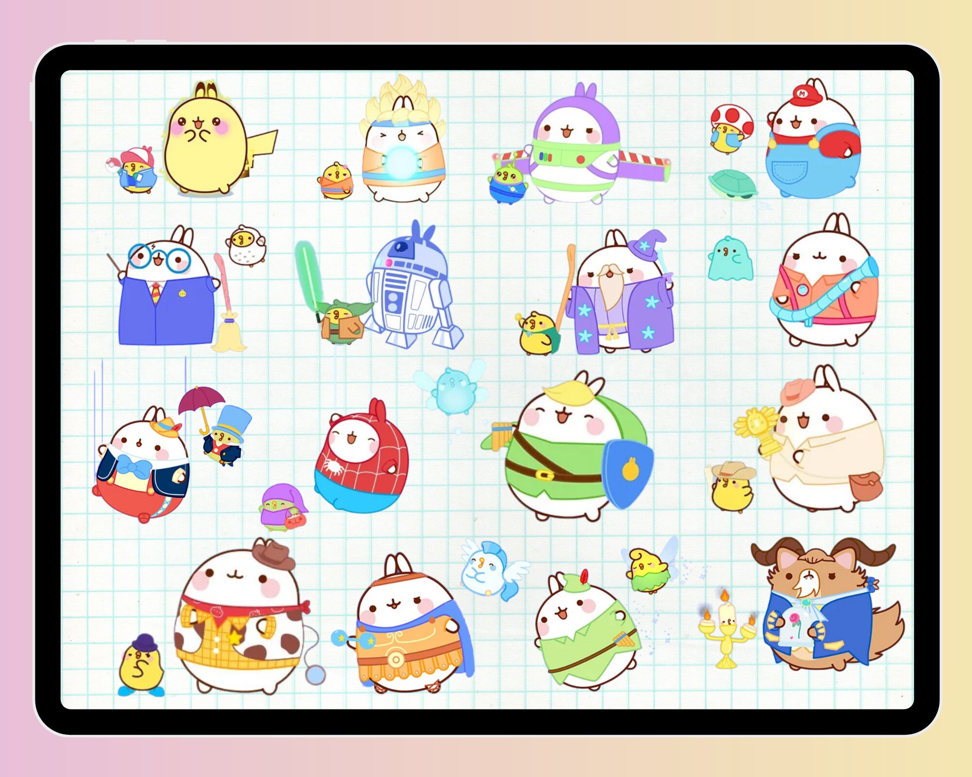 Cute Kawaii Molang Rabbit & Piupiu Series 2 , Anime Digital Planner ...
