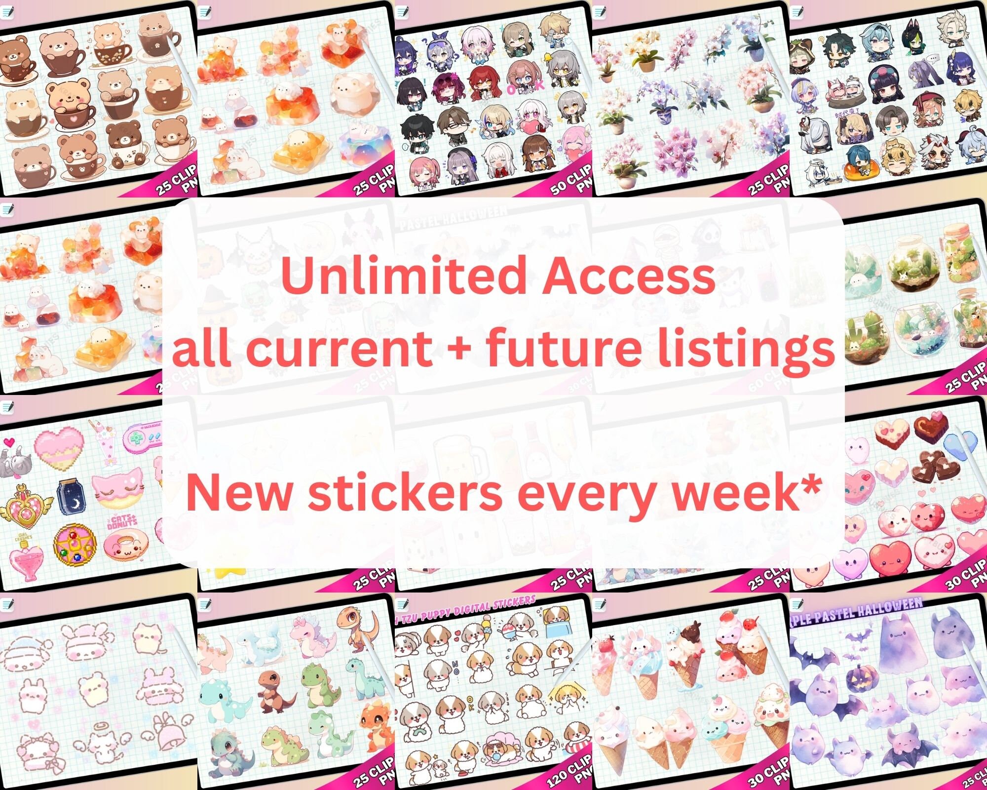 Mega Pack Digital Stickers: Full Store Bundle, Transparent Clipart ...
