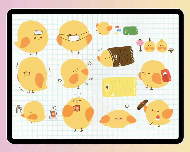Cute Kawaii Chicky Chick Digital Planner Sticker Bundle for - Etsy