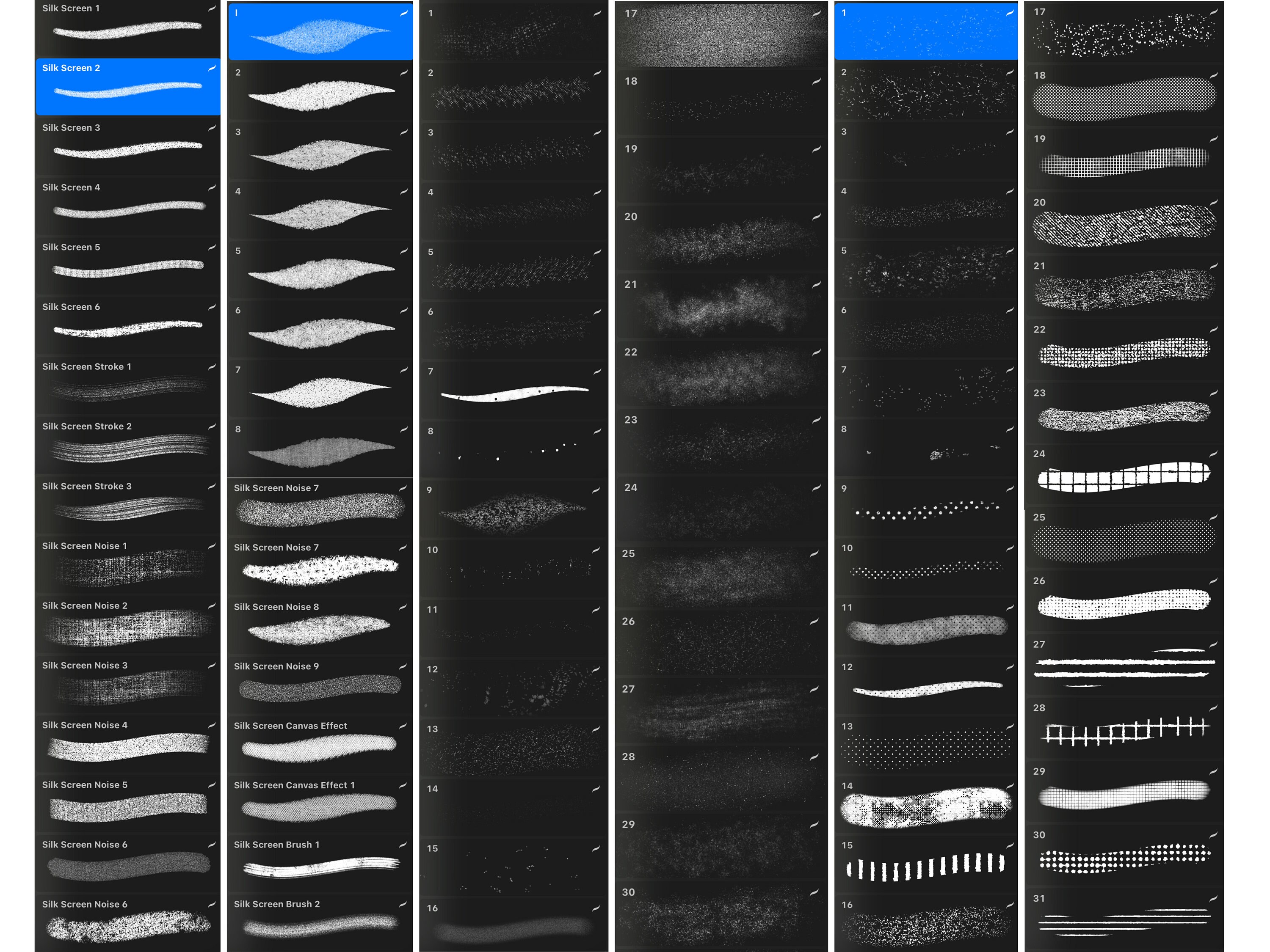 Procreate Silk Screen Printing Drawing Brush Set , Stamps , Halftones ...