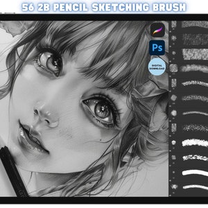 Procreate Photoshop Realistic 2B Pencil Sketching Brush Pack ,textured ...