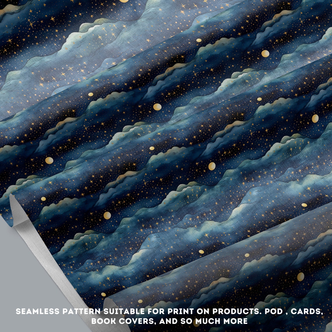 Watercolor Blue Navy Starry Night Sky Seamless Digital Repeat Pattern ...