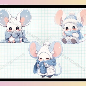 Cute Kawaii Baby Mouse Clipart Pastel Watercolor PNG Digital Sticker ...