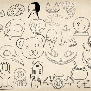Procreate Photoshop PNG Halloween Doodle Line Art Stamp Brush Spooky ...
