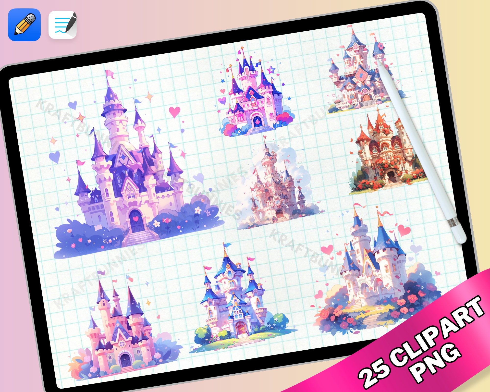 Enchanting Fairytale Castle Clipart Princess Kingdom PNG for Birthday ...