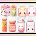 Kawaii Drinks Pixel Art Clipart, Pastel Watercolor Stickers (PNG ...