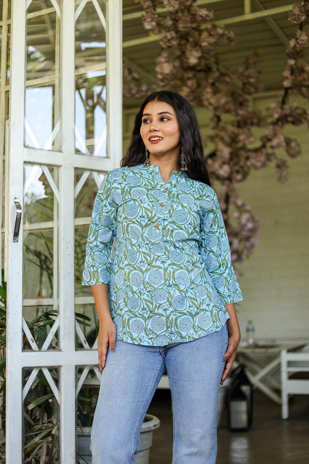 Boho Hand Block Print Cotton Tunic Top: Indian Ethnic Blouse - Etsy