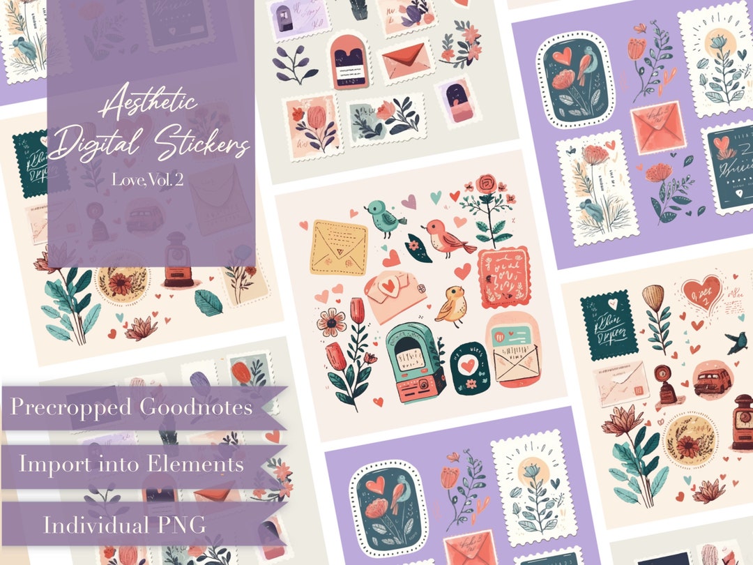 Valentines Digital Stickers, Goodnotes Sticker Book, Aesthetic Digital ...