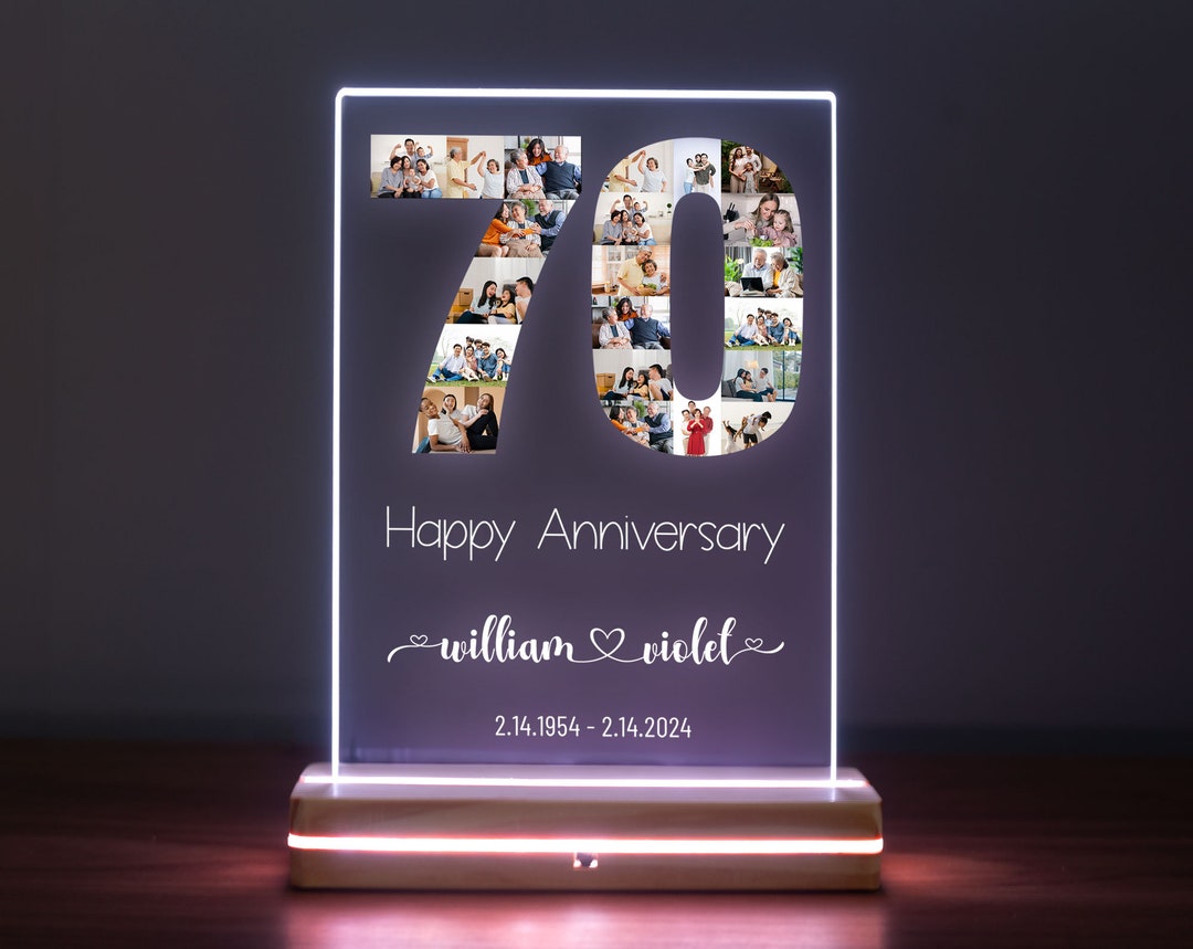 70th Anniversary Gifts For Couples Custom Photo Collage LED Etsy 70th Anniversary Gifts For Couples Custom Photo Collage LED Etsy