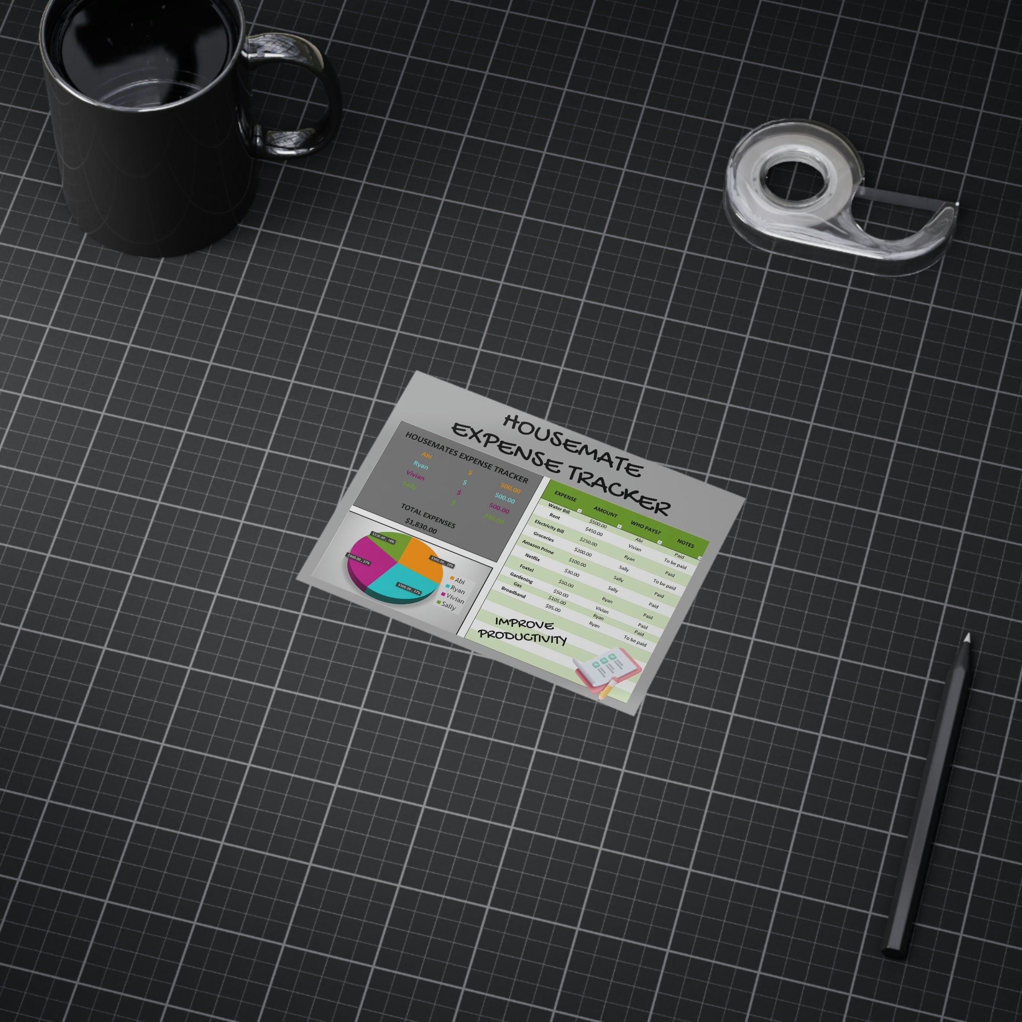 Housemates Expense Tracker Spreadsheet, Expense Tracker, Splitting ...