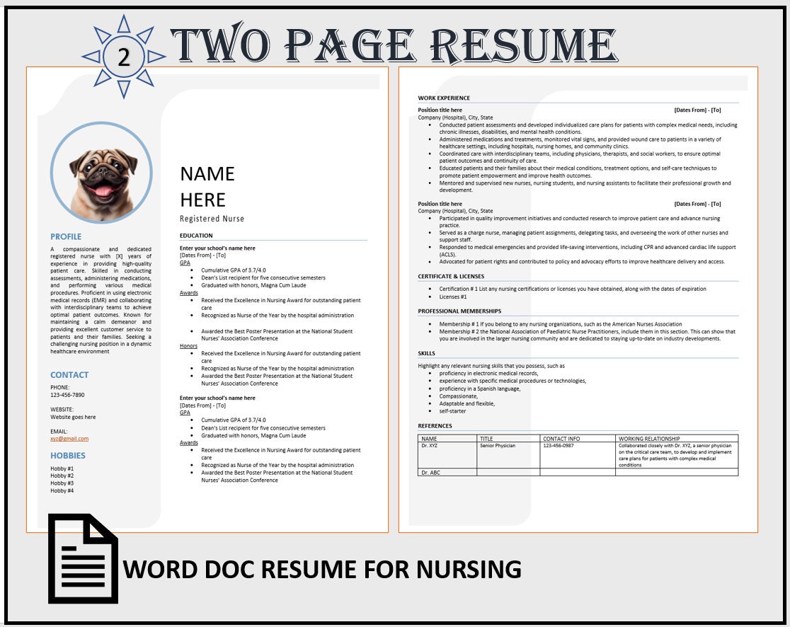 Nursing Resume and Cover Letter Template for New Graduate Practitioner ...
