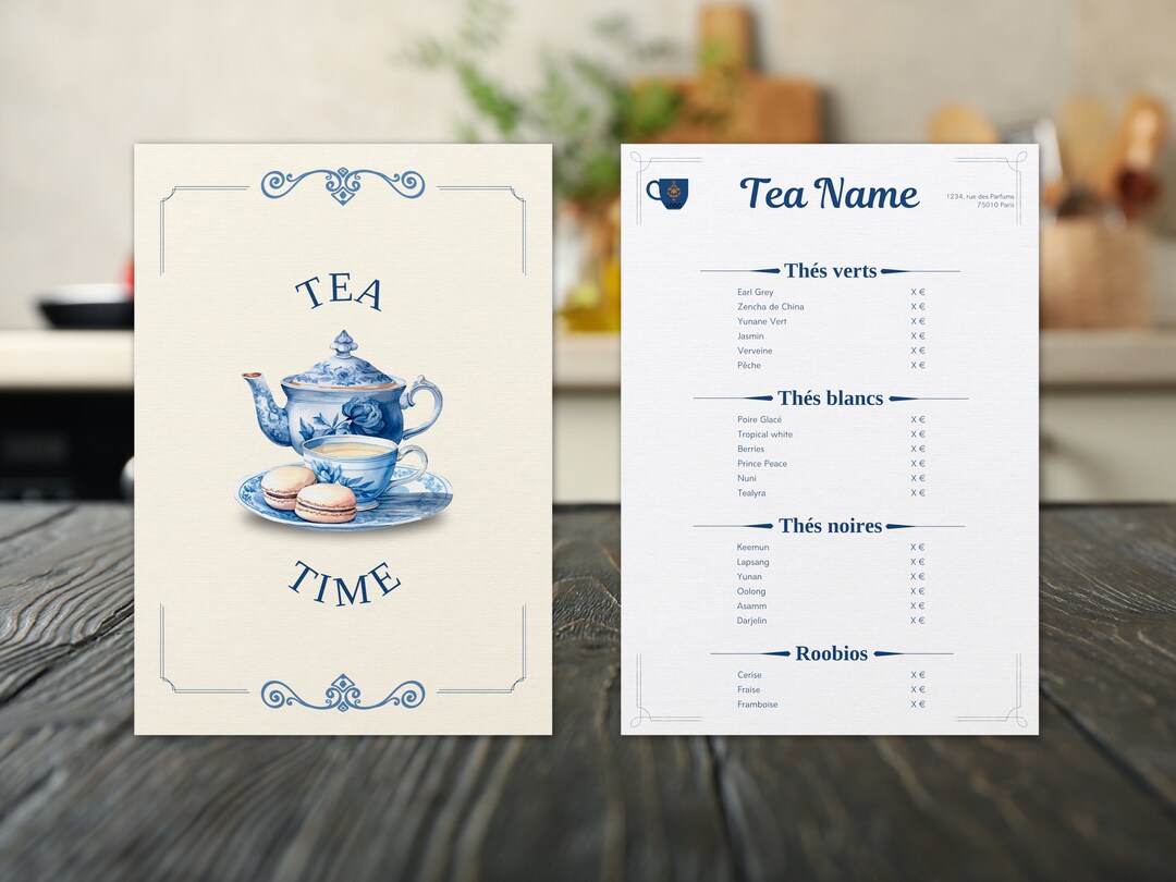 Model of a Tea Menu for a Tea Room. Editable and Printable - Etsy