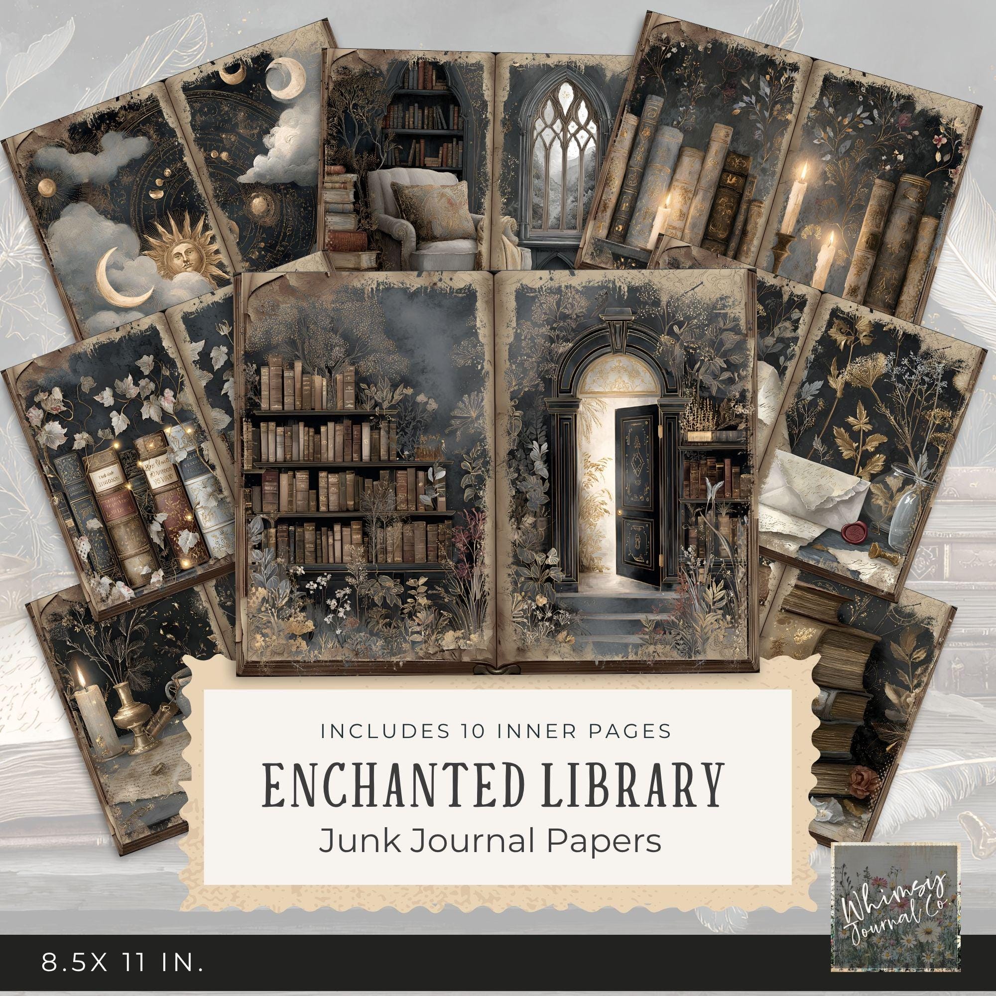 Library Junk Journal Printable, Enchanted Library Junk Journal Papers ...