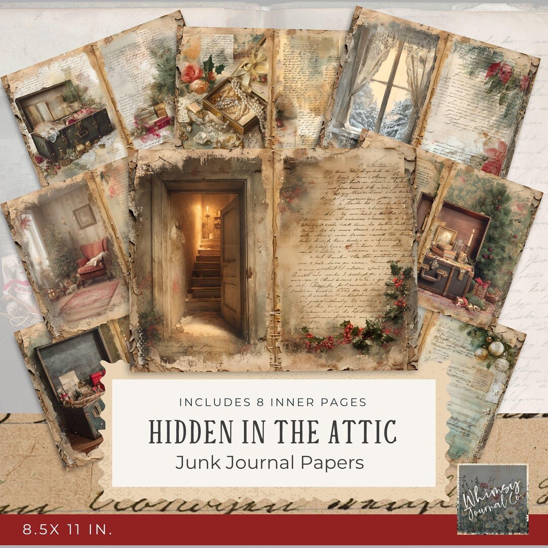 Hidden in the Attic Junk Journal Papers - Christmas Junk Journal ...