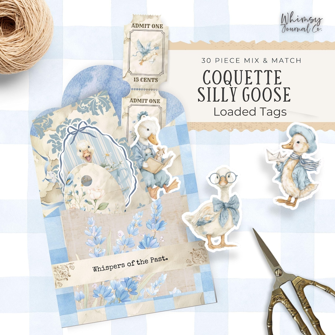 Blue Coquette Silly Goose Loaded Pocket Tags - Cute Loaded Tags ...