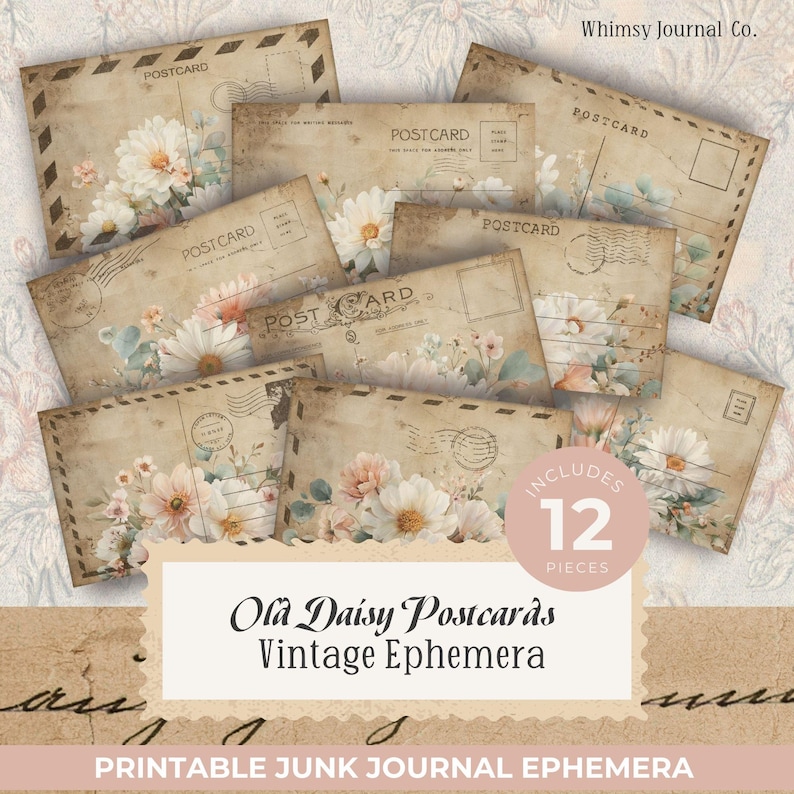 Vintage Old Daisy Postcards, Junk Journal Ephemera, for Scrapbooking ...