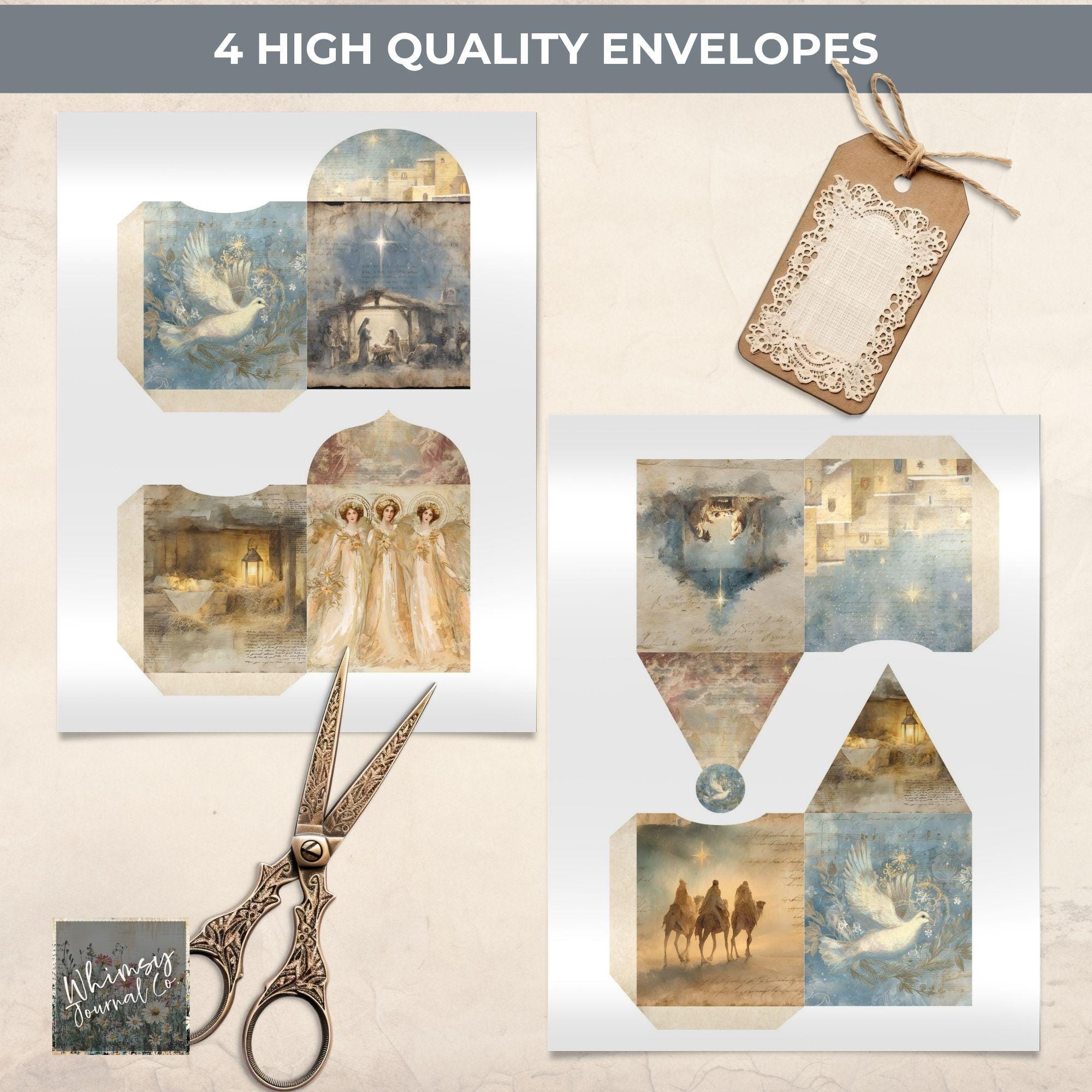 The Nativity Envelopes and Tags - Junk Journal Tags - Mini Envelopes ...