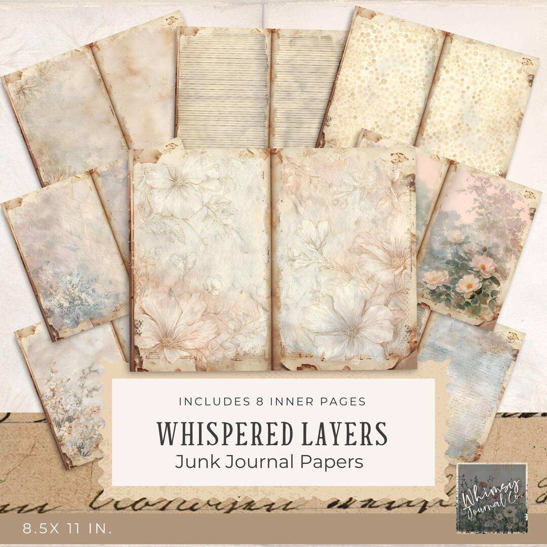 Whispered Layers Junk Journal Pages, Subtle Background Filler Digital ...