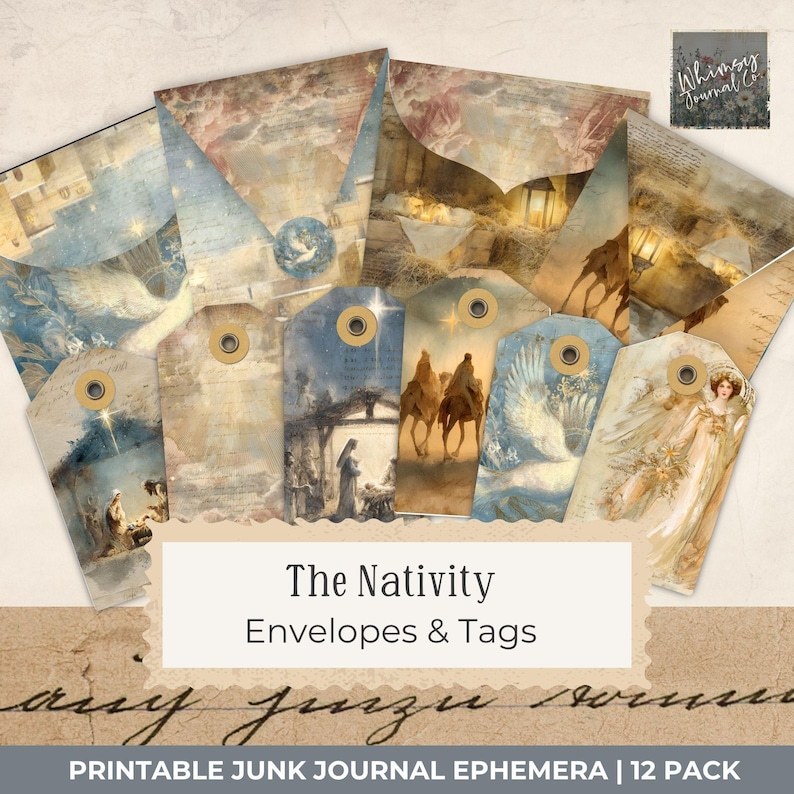 The Nativity Envelopes and Tags - Junk Journal Tags - Mini Envelopes ...