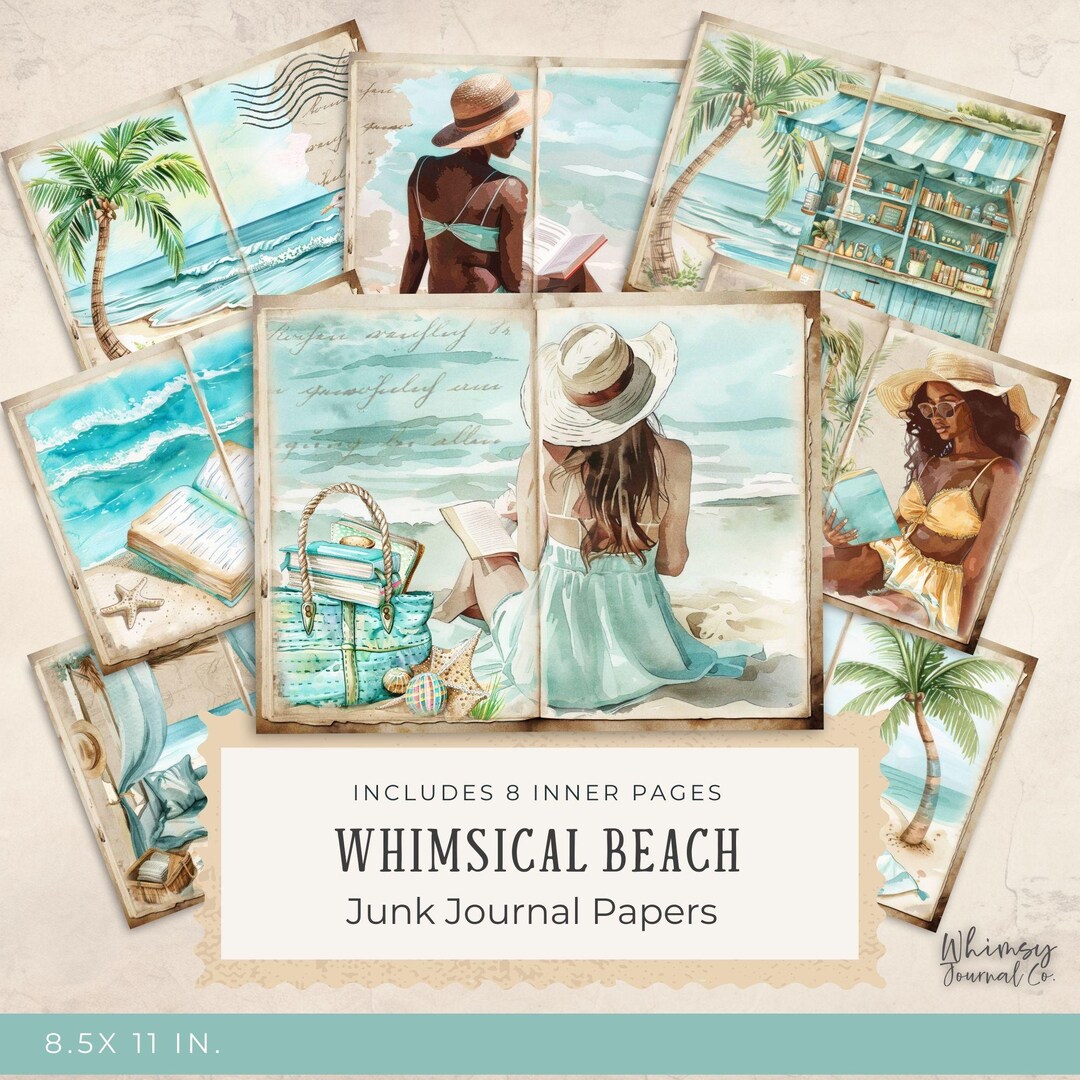 Beach Themed Junk Journal - Whimsical Beach Junk Journal Digitals ...